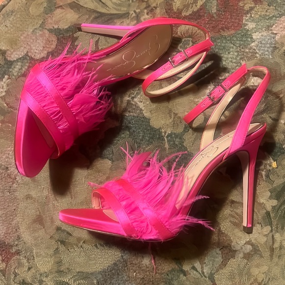 Jessica Simpson | Shoes | Hot Pink Feather Heels | Poshmark